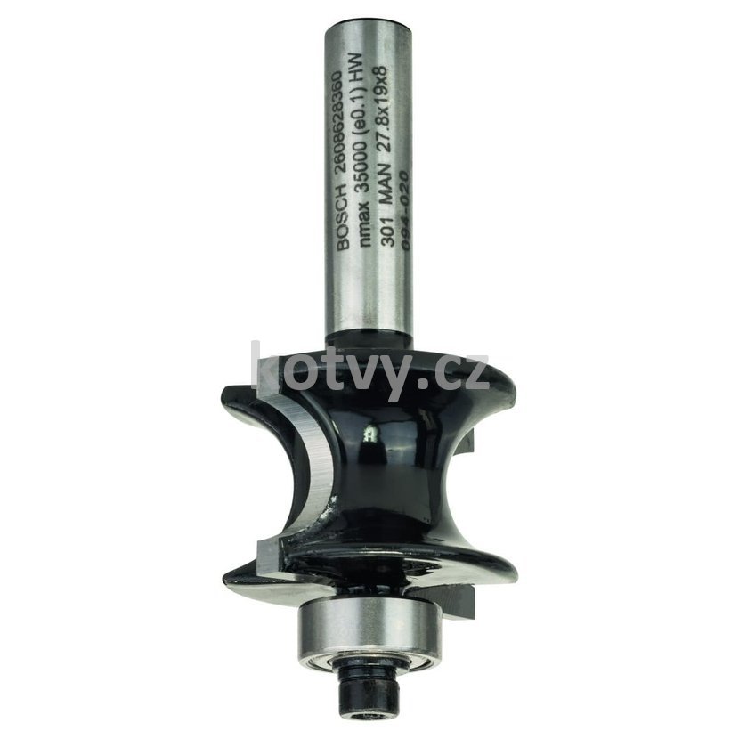 Fréza na půlkruhový profil st. 8 mm, R1 6 mm, L 19 mm, G 63 mm